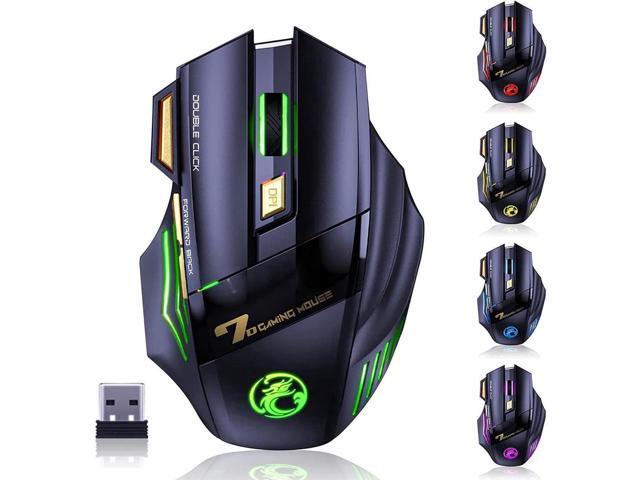 RGB Wireless Gaming Mouse, Rechargeable Silent Click Gaming Mouse with ...