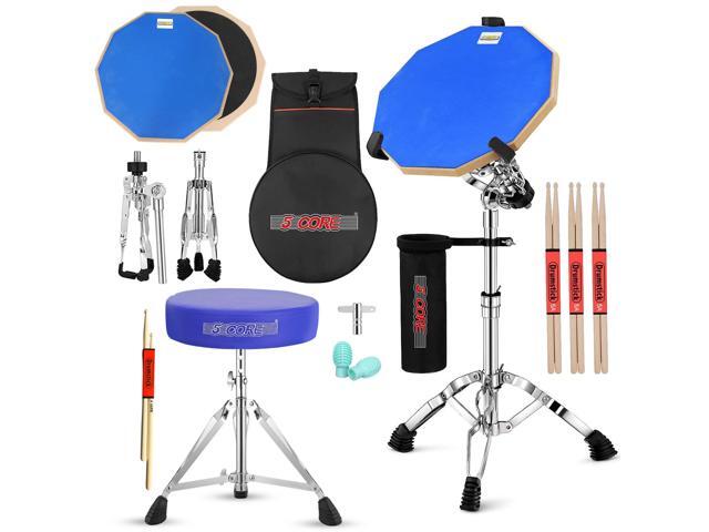 5 Core Drum Throne Adjustable Guitar Stool Padded Seat + Drum Practice ...