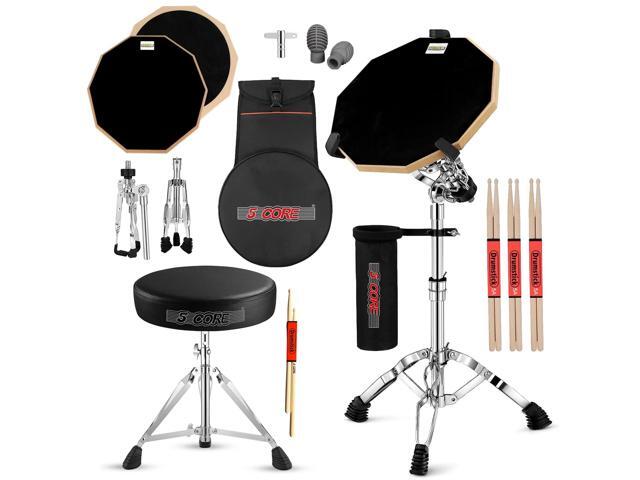 5 Core Drum Throne Adjustable Guitar Stool Padded Seat + Drum Practice ...
