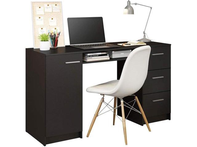 Madesa Computer Desk with 3 Drawers, 1 Door and 1 Storage Shelf, Wood ...