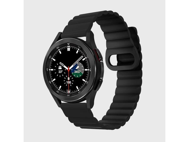 Silicone Magnetic Watch Strap 20mm 0.79in Smart Watch Band (Black ...