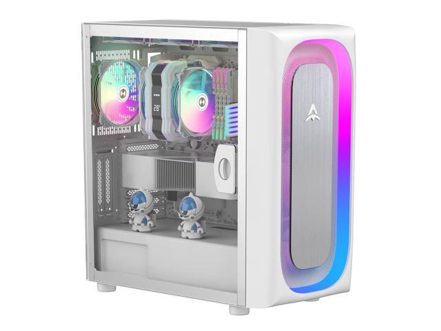 ALSEYE Ai-Pro White ARGB Mid-Tower E-ATX PC Gaming Case, Pre-Installed ...