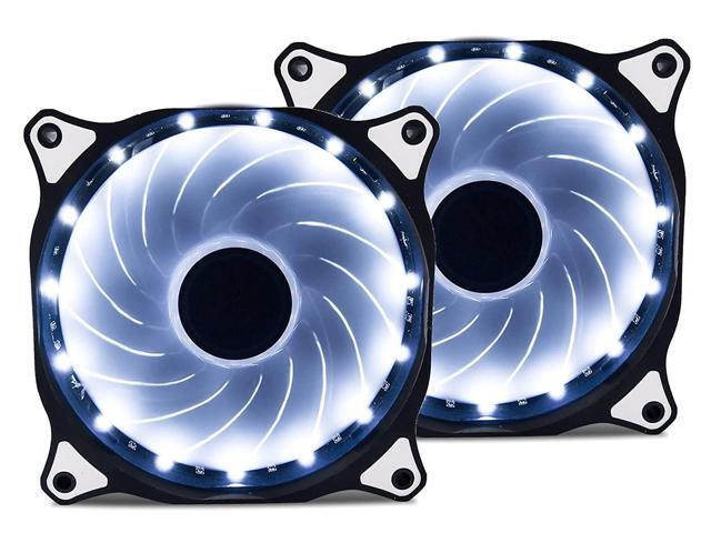 2pcs Vetroo 120mm White case fan with 15 LED Cooling Fans for Computer ...