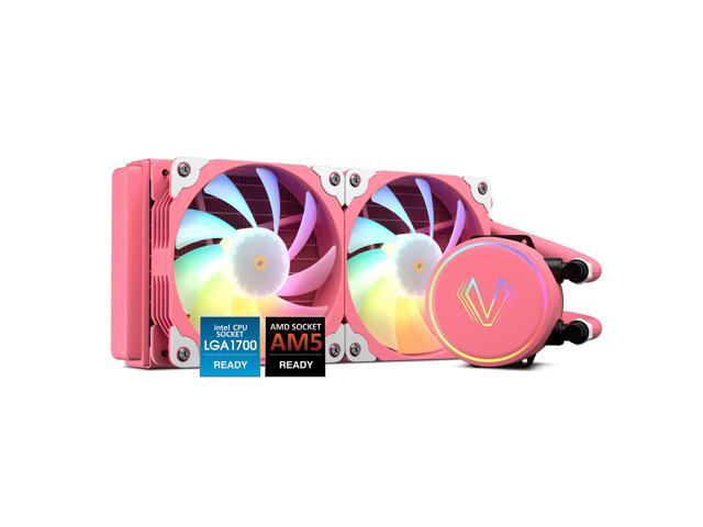 Vetroo V240 Pink Liquid CPU Cooler 240mm Addressable RGB & PWM Pump ...