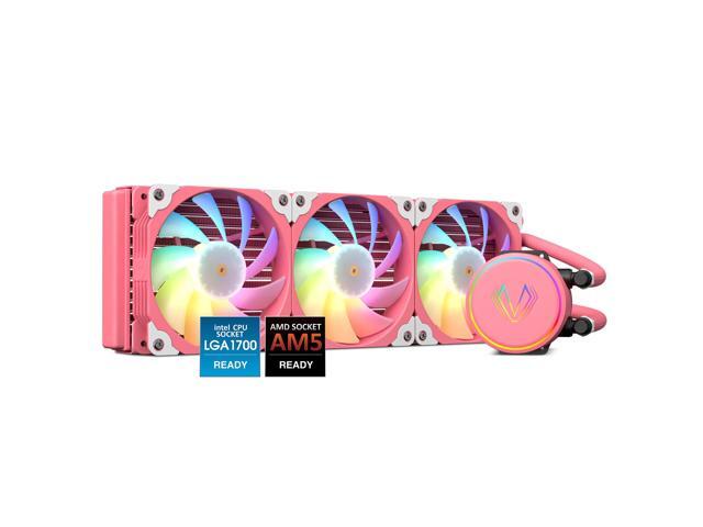 Vetroo V360 Pink Liquid CPU Cooler, 3X 120mm Addressable RGB & PWM Fans ...