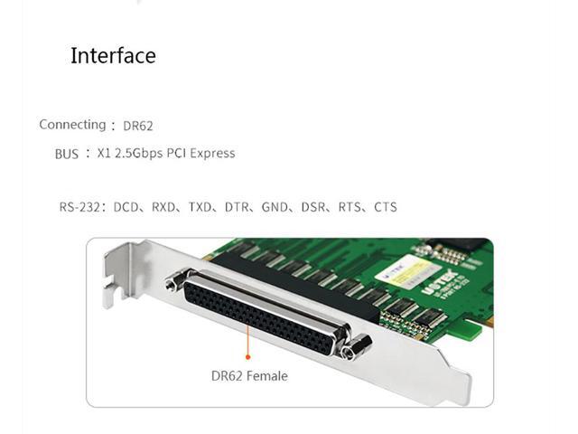 UOTEK Industrial PCI-E to 8-port RS-232 Serial Card PCIE to RS232 High ...