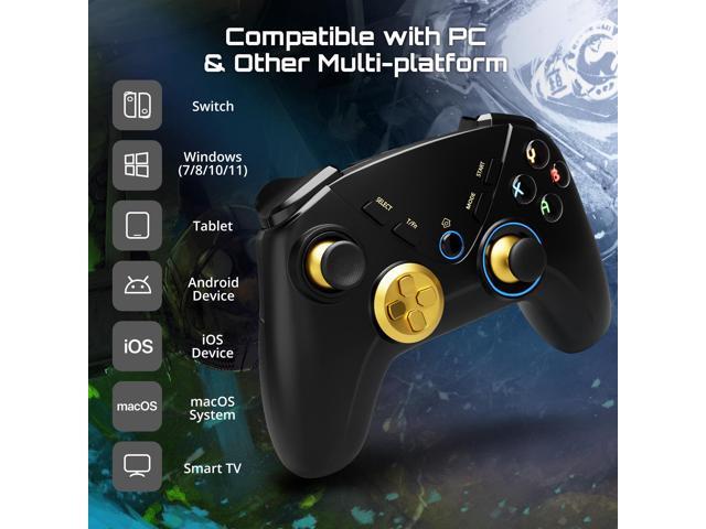 ISHAKO Wireless Controller for PC/Mac/Switch, 3-Level Double Shock ...