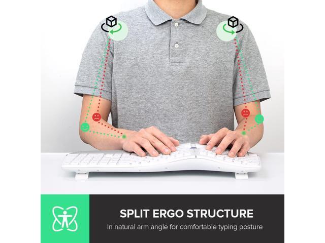 DeLUX Wireless Ergonomic Split Keyboard with Cushioned Palm Rest ...