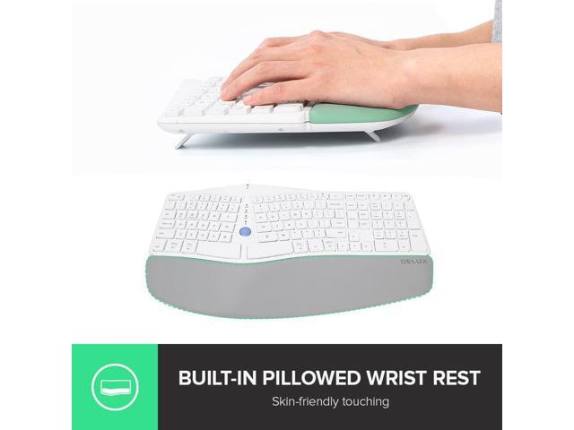 DeLUX Wireless Ergonomic Split Keyboard with Cushioned Palm Rest ...