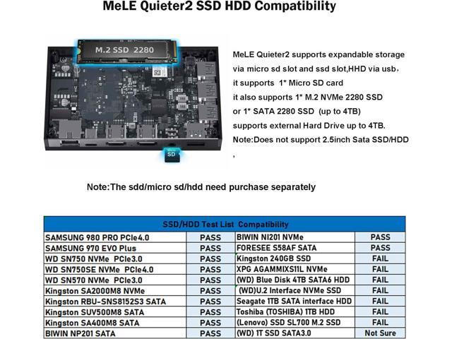 MeLE Quieter2Q Fanless Mini PC Computer Windows 11 Pro J4125 4GB 64GB Dual HDMI 4K Display ...
