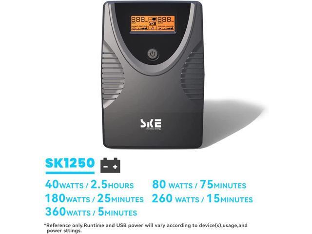 SKE Battery Backup and Surge Protector 1250VA/720W UPS System ...