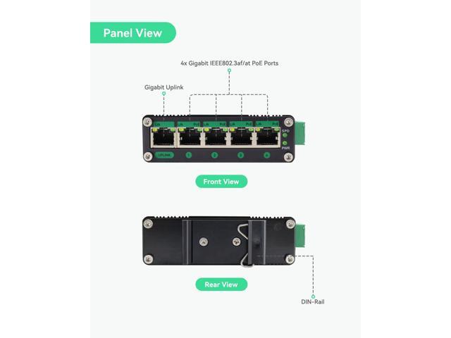 LINOVISION Industrial 5 Ports Gigabit Solar POE Switch with DC12V-48V ...