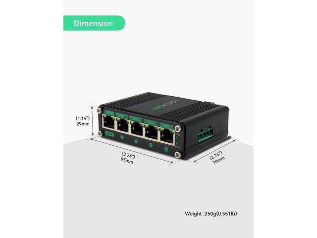 LINOVISION Industrial 5 Ports Gigabit Solar POE Switch with DC12V-48V ...