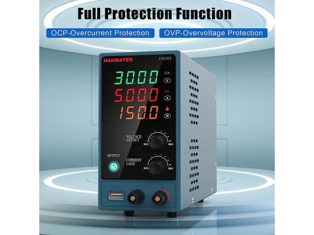 Adjustable DC Power Supply (0-30 V 0-5 A) with Output Enable/Disable Button HANMATEK HM305 Mini ...