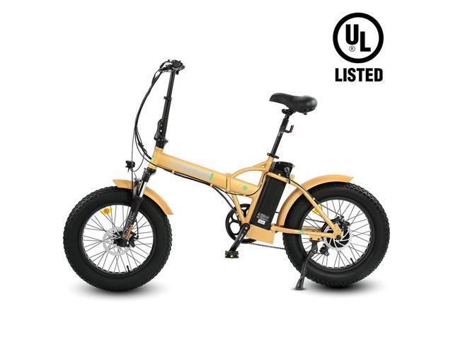 Ecotric 48V 12.5AH 500W Gold portable and folding fat ebike with LCD ...
