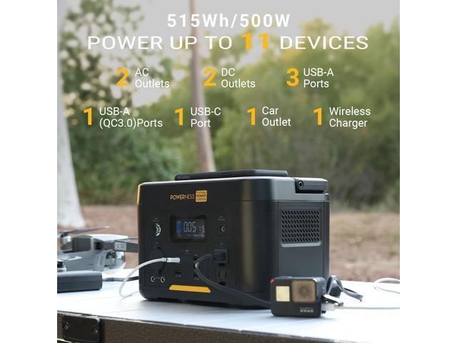 POWERNESS Solar Generator 500W, 515Wh Portable Power Station with 120W ...