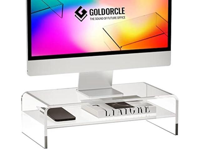 GOLDORCLE 2-Tier Acrylic Monitor Stand Riser Clear Computer Monitor ...