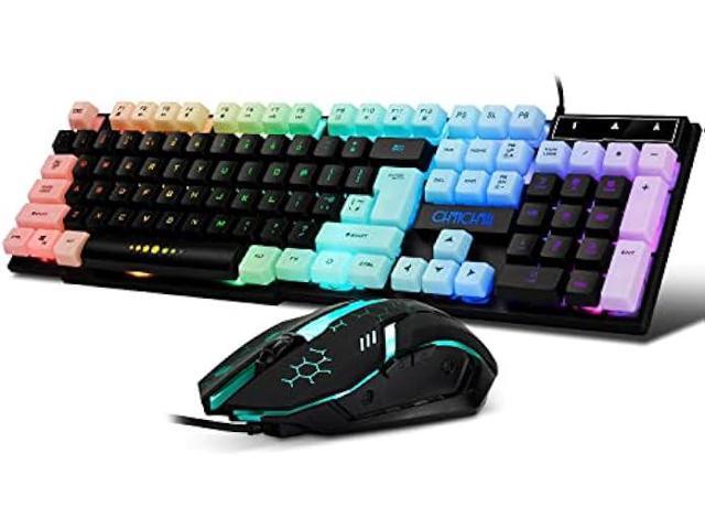 CHONCHOW Gaming Keyboard and Mouse Combo,USB Wired 104-Keys Full Size ...