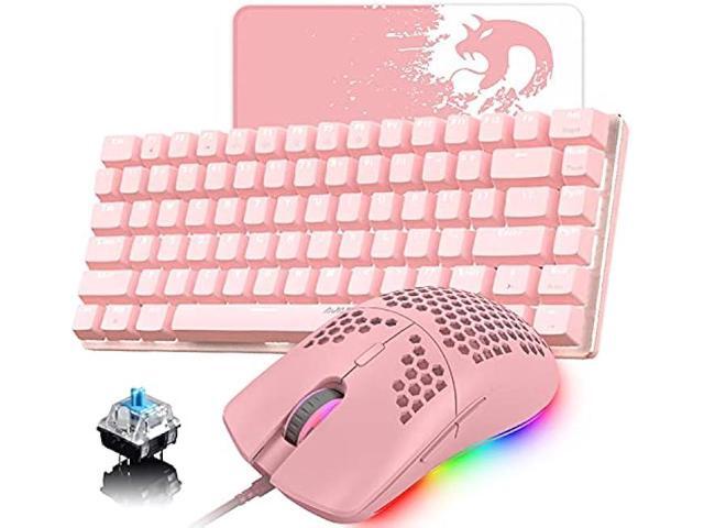 Pink Gaming Keyboard and Mouse,3 in 1 Gaming Set,White LED Backlit ...