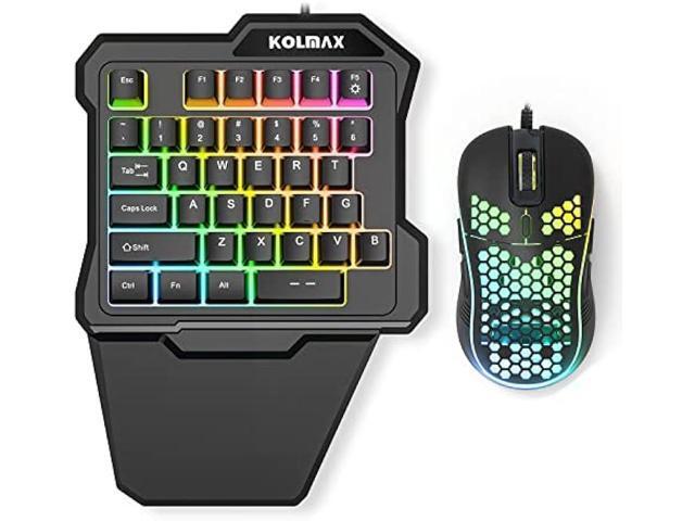 RGB One Handed Gaming Keyboard and Mouse Combo,USB Wired Mechanical ...