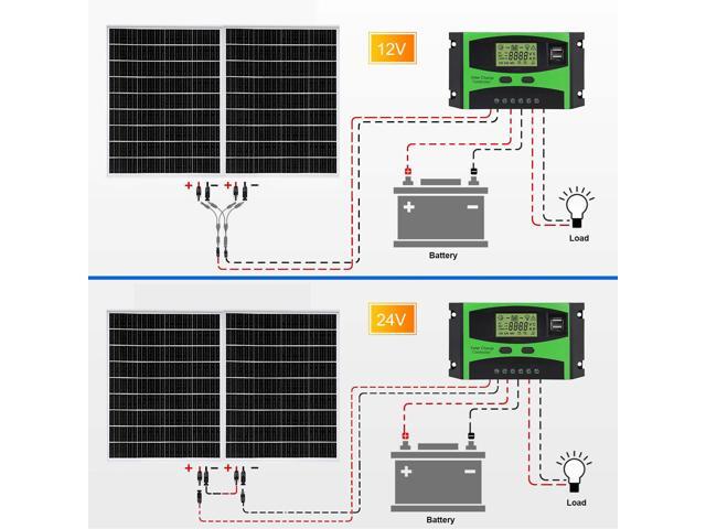 200W 12V/24V Premium Solar Panel Kit With 30A Solar Controller Off Grid ...