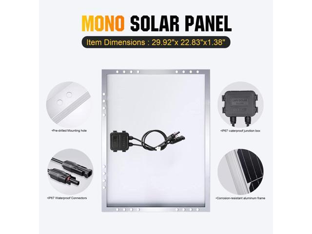 PFCTART 100Watt 12Volt Mono Solar Bundle Kit W/30A 12V Battery Charge ...