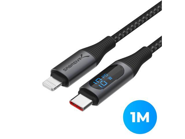 SABRENT USB-C to Lightning Cable with Smart Display, 1M/3.3FT Long ...