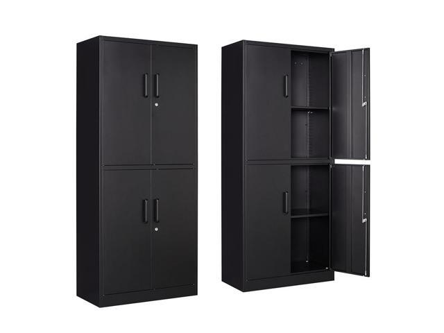 AFAIF Metal Storage Locking Cabinet with 4 Doors and 2 Adjustable ...