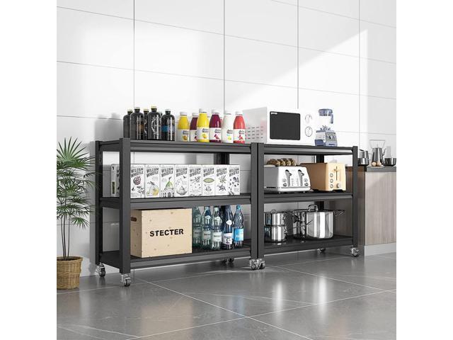 Garage Shelving, Rolling Shelf with Wheels for Storage, 3-Tier Metal ...