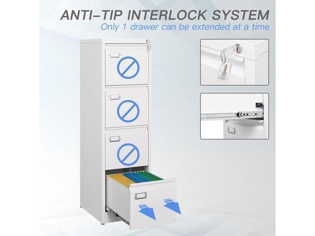 4 Drawers File Cabinet with Lock, Filing Cabinets for Home Office ...