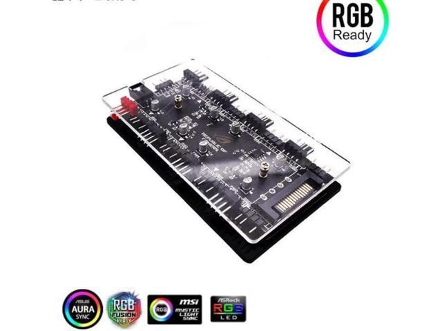 2-in-1 PWM & ARGB 5V Addressable RGB Controller Hub 8 Ports 12V 4Pin ...
