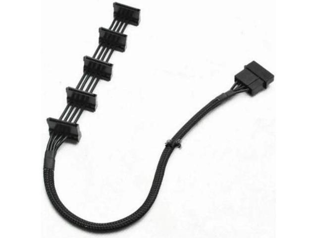 16" ATX 4Pin IDE Molex to 5 SATA Serial ATA Power Cable 18AWG Black ...