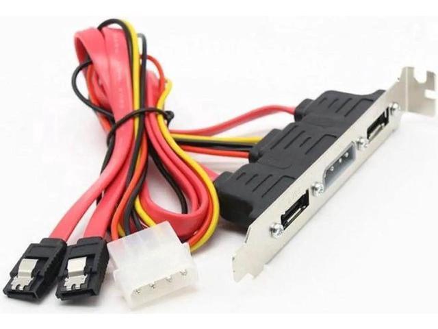 Dual SATA to 2 Ports eSATA + 4 Pin IDE Power PCI Bracket Slot Cable ...
