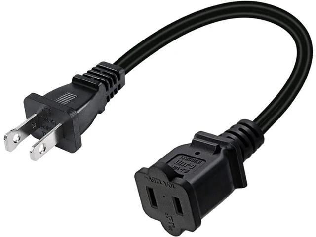 1FT(0.32M) 2 Prong US AC Polarized Power Extension Cable Cord NEMA 1 ...