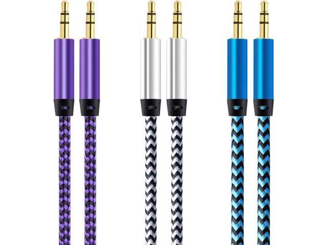 Aux Cable 3 Pack 5FT Nylon Braided Hi-Fi Sound Quality Audio Cable 3 ...