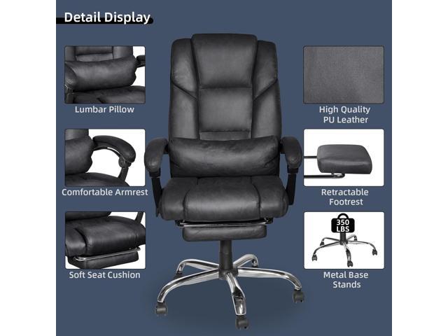 Leather Gaming Executive Office Desk Chair, Foot Rest High Back and ...