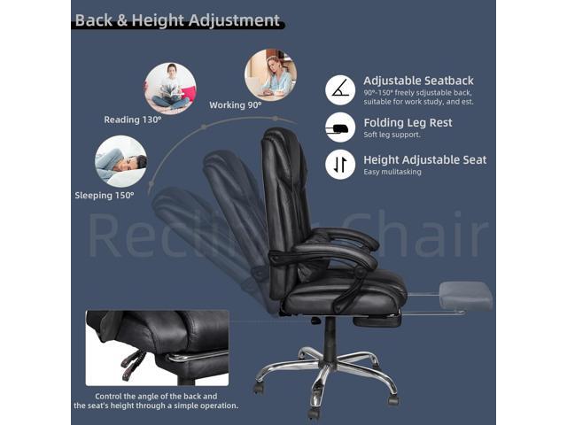 Leather Gaming Executive Office Desk Chair, Foot Rest High Back and ...