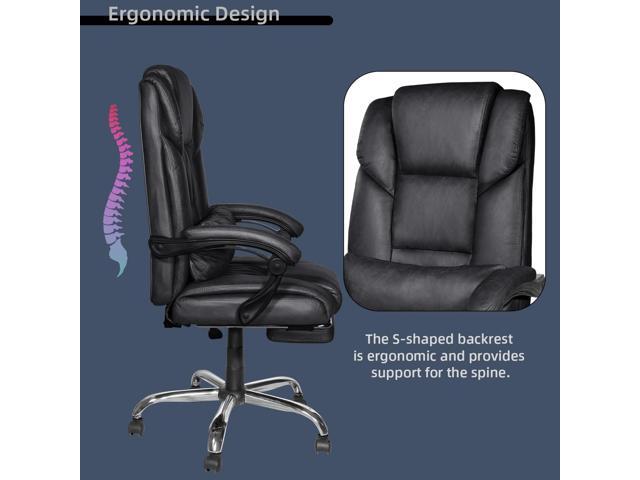 Leather Gaming Executive Office Desk Chair, Foot Rest High Back and ...