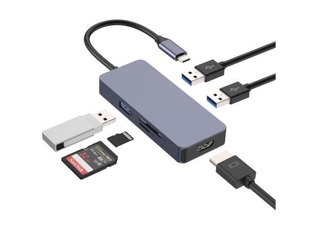 USB C Hub, HOPDAY 6 in 1 Dual Monitor USB C Adapter with 4K HDMI, USB A ...