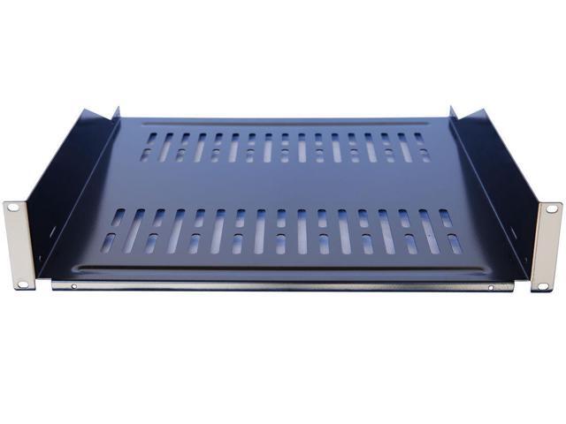 2 Pack 19" Vented Steel 2 Space 2U Rack Mount Cantilever Network Shelf ...