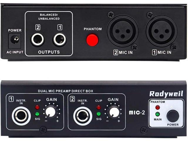 Microphone Preamp Mic Booster 4 Input Max 65db DI Box with 48V Phantom ...