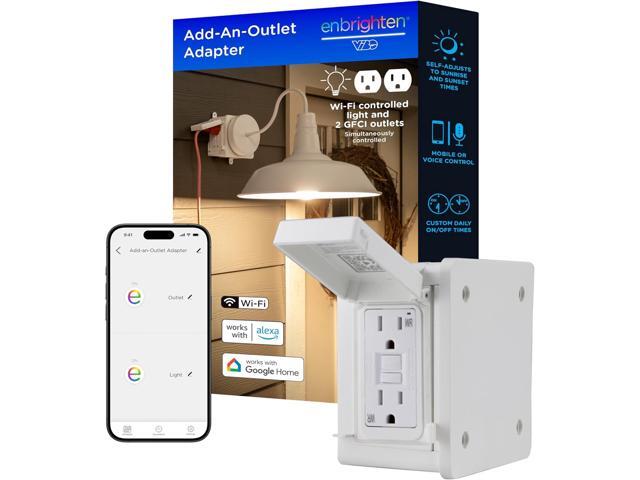 Wi-Fi Add-an-Outlet Light Adapter, Smart Outdoor Outlet with Two GFCI ...