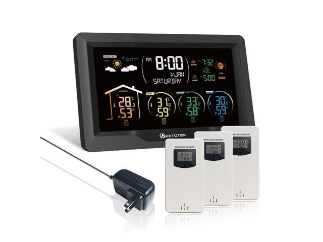Wireless Radio Weather Station with 3 Outdoor Sensors Indoor Outdoor ...