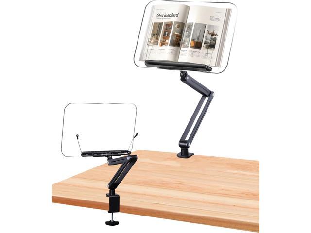 Book Stand with Clamp, Acrylic Desk Clamp Book Holder, 360° Cookbook ...