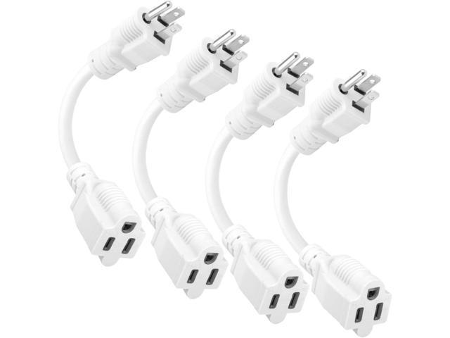 8 Inch Short Power Extension Cord Outlet Saver,16AWG 13A 3 Prong Indoor ...