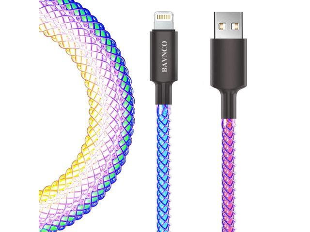 BAVNCO [Apple MFi Certified] LED iPhone Charger Cable, 5ft RGB Colorful ...