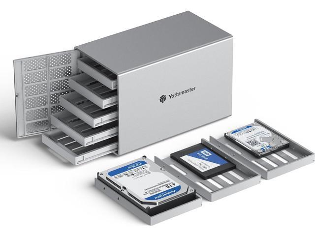 Yottamaster 5 Bay External Hard Drive Enclosure, Aluminum USB C 3.5 ...