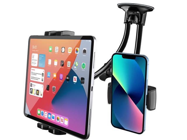 Tablet Mount Phone Holder for Car, Double Gooseneck Long Arm 2 Clamps ...