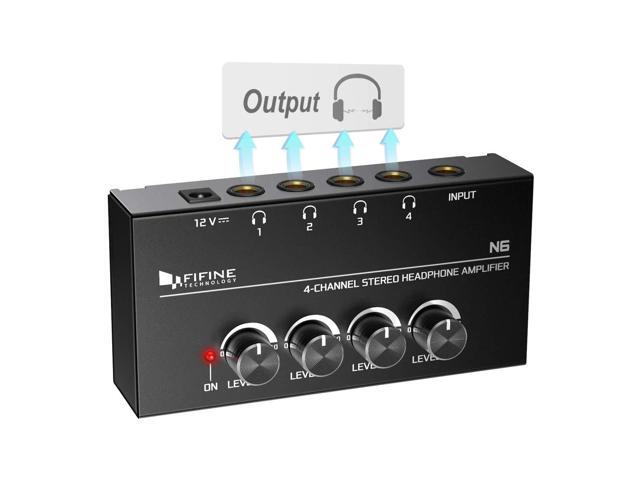Fifine Headphone Amplifier 4 Channels Metal Stereo Audio Amplifier,Mini ...