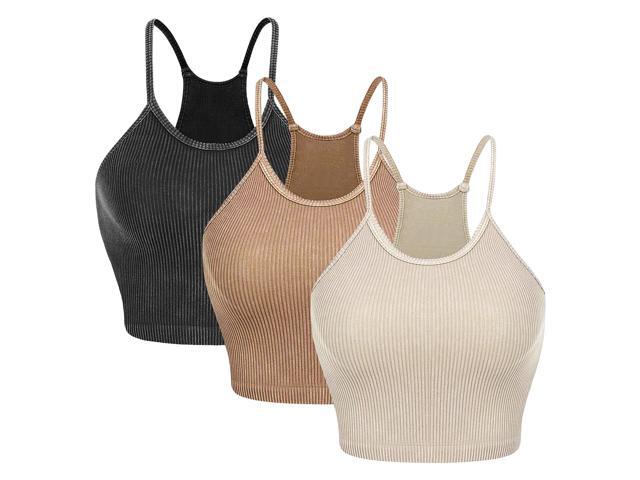 Fresh Fab Finds 3 Pack Women's Ribbed Knit Crop Tank Tops Sleeveless ...